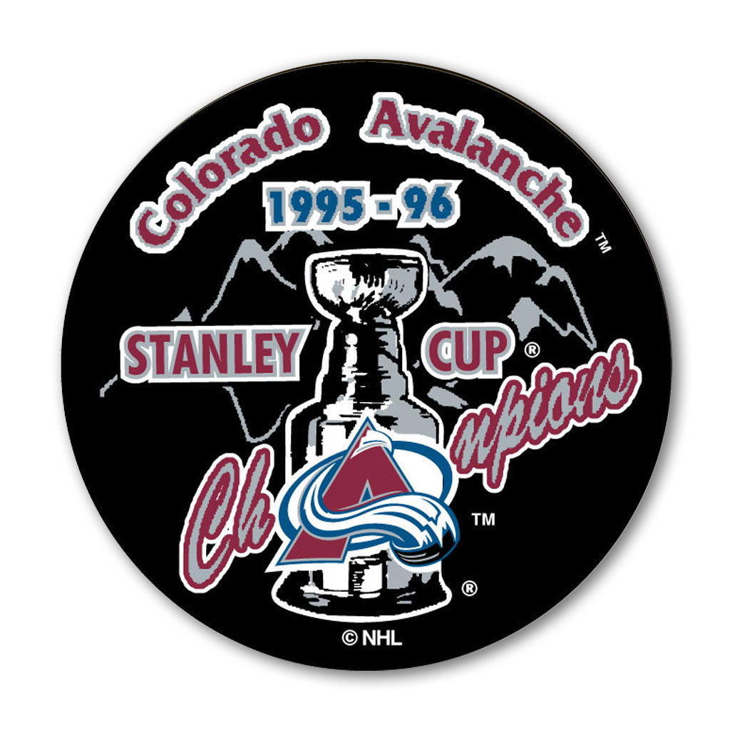 1996 Colorado Avalanche Stanley Cup Champions Puck – Pucks.Net