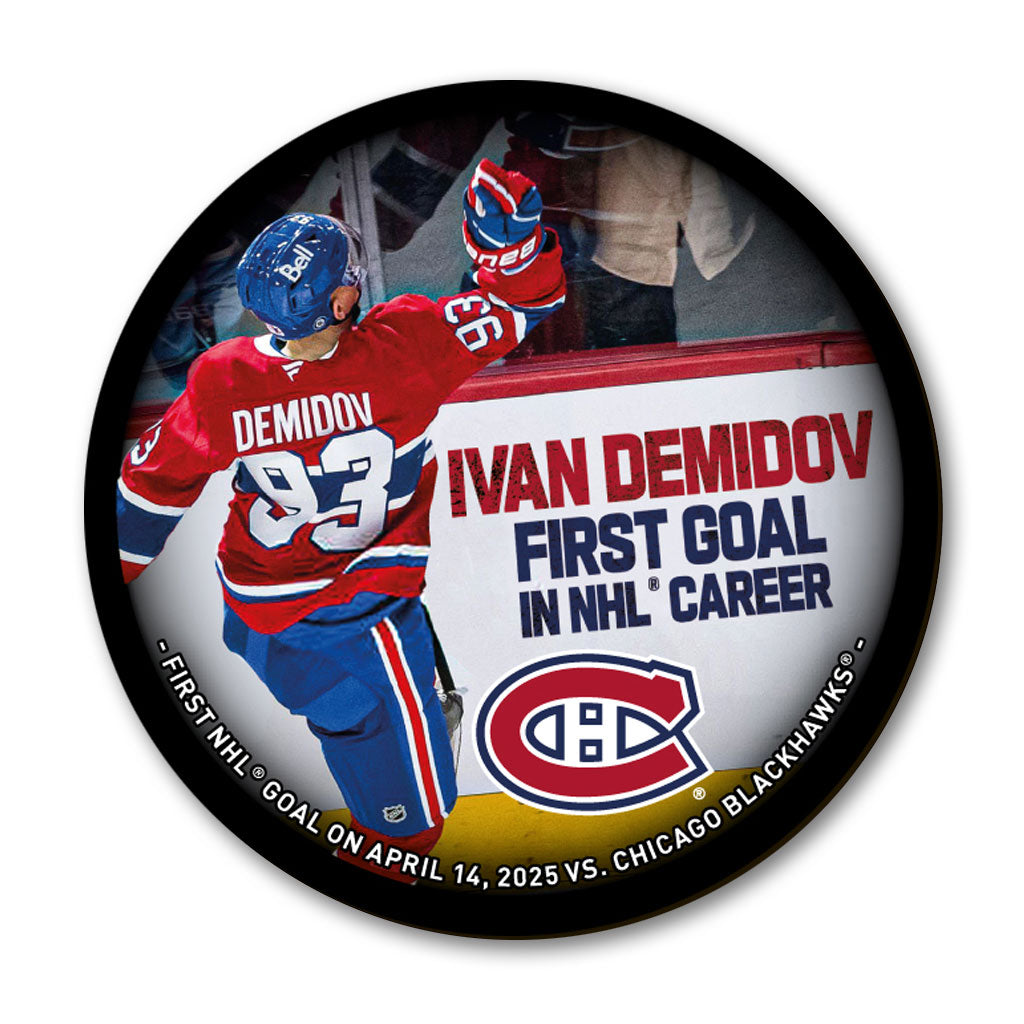 Ivan Demidov #93 Montreal Canadiens "1st NHL Goal " Hockey Puck Limite ...