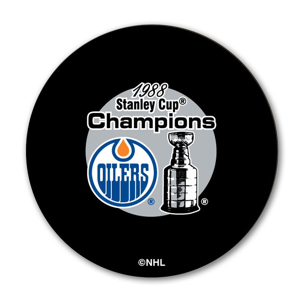 1988 Edmonton Oilers Stanley Cup Champions Puck – Pucks.Net