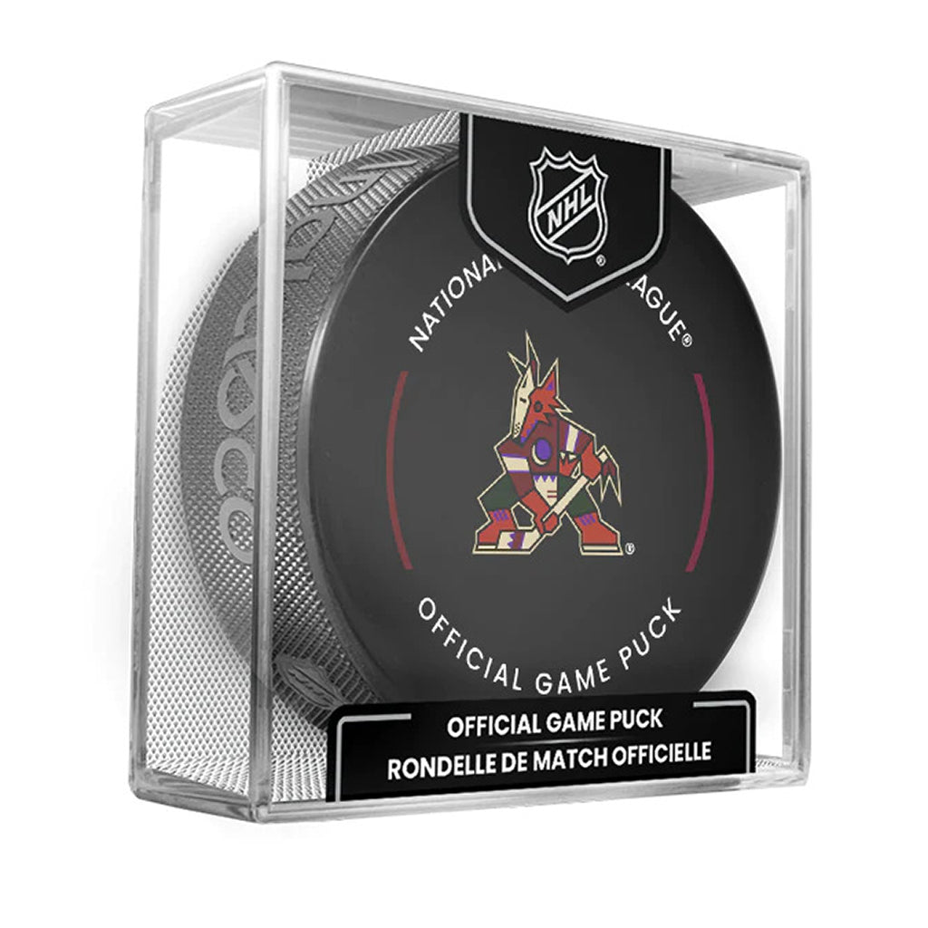 Arizona Coyotes NHL Official Game Model Puck In Display Case – Pucks.Net